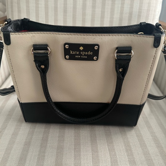 kate spade | Bags | Kate Spade Black And Cream Satchel With Structured ...